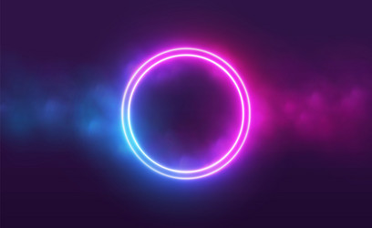 Neon circle frame with smoke cloud glowing Vector Image
