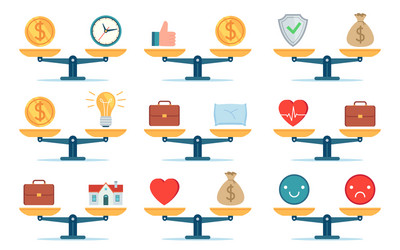 Time money scale balance comparison equity Vector Image
