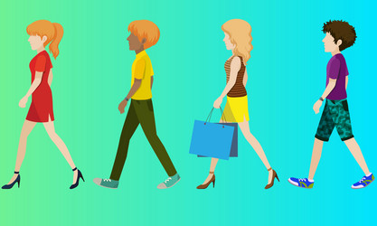 Group of faceless people walking Royalty Free Vector Image
