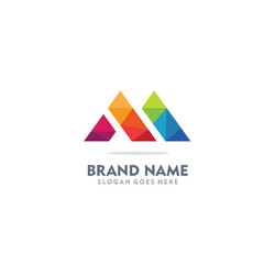 Triangle shape m initial colored logo Royalty Free Vector