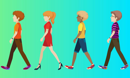 Group of faceless people walking Royalty Free Vector Image