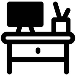 Secretary desk with computer setup Royalty Free Vector Image