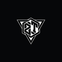 Zt letter logo monogram hexagon shield shape Vector Image