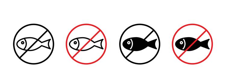 No fish icon set ban seafood rounded symbol Vector Image