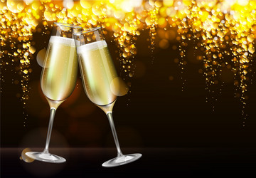 Sparkling glasses of champagne with gold Vector Image
