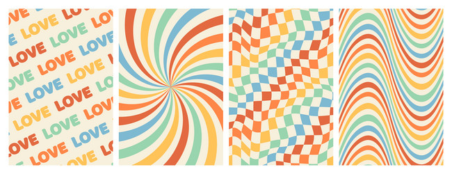 Groovy rainbow backgrounds checkerboard Royalty Free Vector