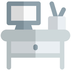 Secretary desk with computer setup Royalty Free Vector Image