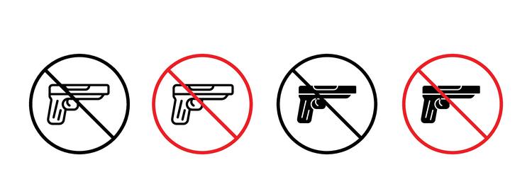 No gun icon set prohibition safety control symbol Vector Image