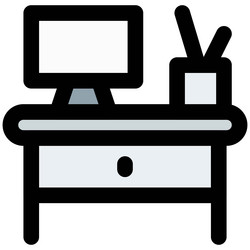 Secretary desk with computer setup Royalty Free Vector Image
