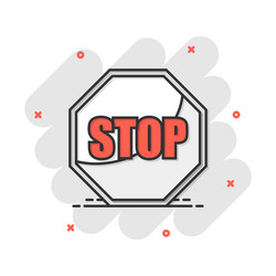 Cartoon red stop sign icon in comic style danger Vector Image