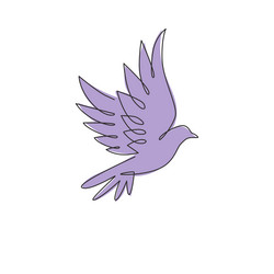 One single line drawing cute elegant fly dove Vector Image