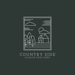 Minimalist countryside cabins logo design emblem Vector Image