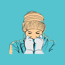 Hand drawn of cold expression Royalty Free Vector Image