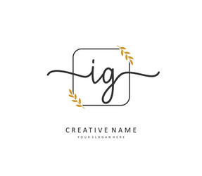 Ig initial letter handwriting and signature logo Vector Image