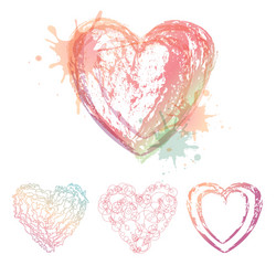 Watercolor heart with splash Royalty Free Vector Image