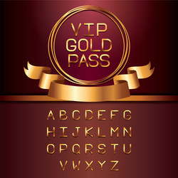 Gold vip letters alphabet Royalty Free Vector Image