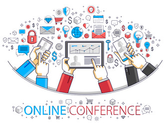 Internet teamwork online team is working Vector Image