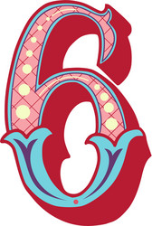 Number 6 lettering Royalty Free Vector Image - VectorStock