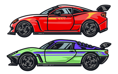 Set of colorful racing cars Royalty Free Vector Image