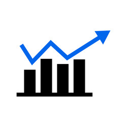 Rapidly increasing bar graph icon or increase Vector Image