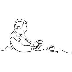 Continuous one line drawing of hand typing Vector Image