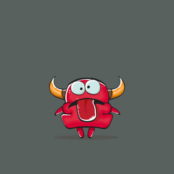 Cartoon funny red monster with horn Royalty Free Vector