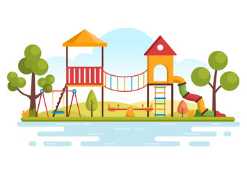Children playground with swings slide climbing Vector Image
