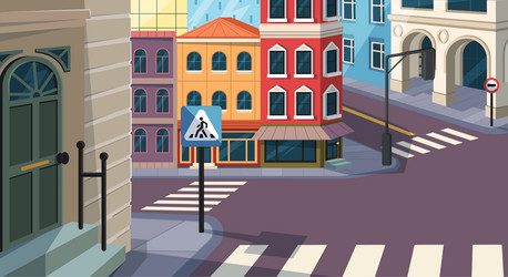 Empty City Street In Morning Concept Royalty Free Vector