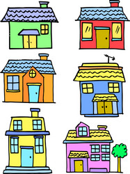 Cartoon of house set colorful Royalty Free Vector Image