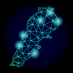 Polygonal 2d mesh map of lebanon with light spots Vector Image