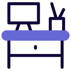 Secretary desk with computer setup Royalty Free Vector Image