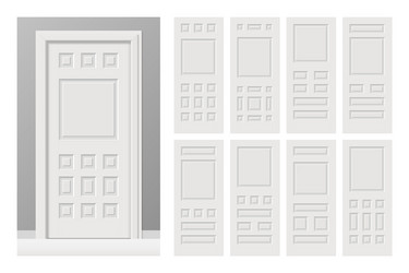 Door animation opened and closed wooden doors Vector Image
