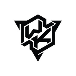Wk logo monogram hexagon shape with triangle Vector Image