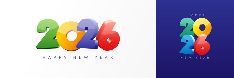 Happy new year 2026 colorful truncated number logo