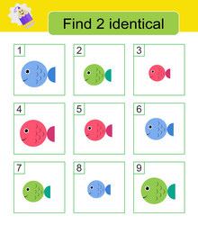 Fun puzzle game need to find two identical Vector Image