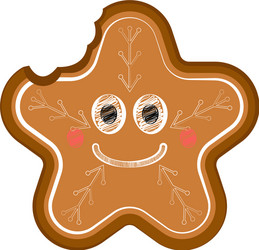 Happy bitten gingerman cookie Royalty Free Vector Image