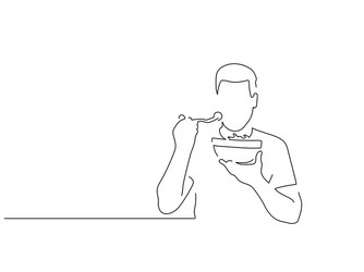 People eating isolated line drawing Royalty Free Vector