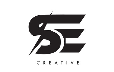 Se letter logo design with lighting thunder bolt Vector Image