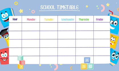 Kawaii weekly kid planner Royalty Free Vector Image