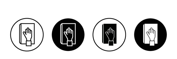Oath icon set book hand promise symbol Royalty Free Vector