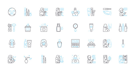 Skin treatment linear icons set hydration Vector Image