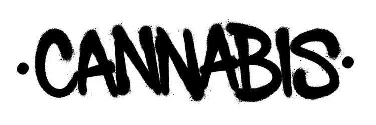 Sprayed cannabis font graffiti with overspray Vector Image