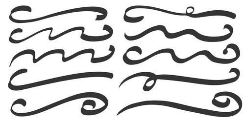 Calligraphic elements - underline swooshes Vector Image