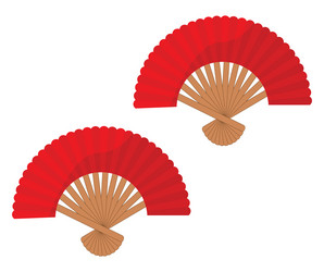 Cultural red hand fan on a white background Vector Image