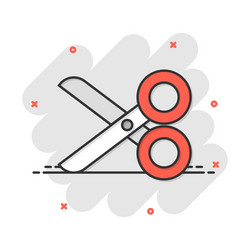 Cartoon scissors icon in comic style scissor sign Vector Image