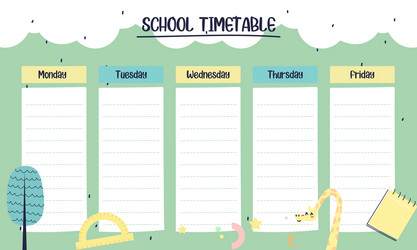 Kids school planner grafis timetable Royalty Free Vector