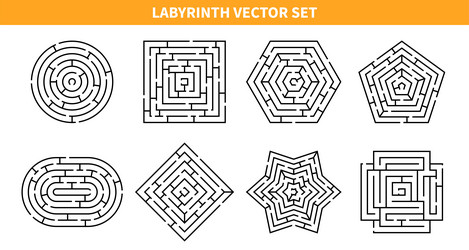Set of labyrinth different shapes for game maze Vector Image