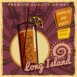 Summer long island cocktail retro banner Vector Image
