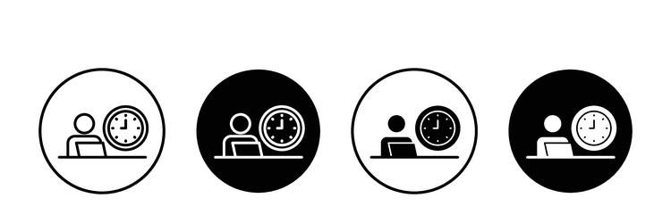 Office hours icon set hour work training Vector Image