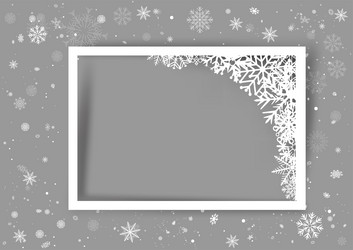 Christmas photo frame snow corner template Vector Image